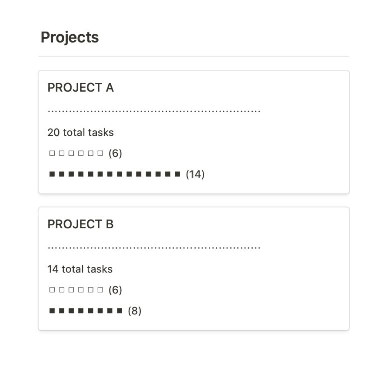 Project Tasks Progress Display - Notion Things